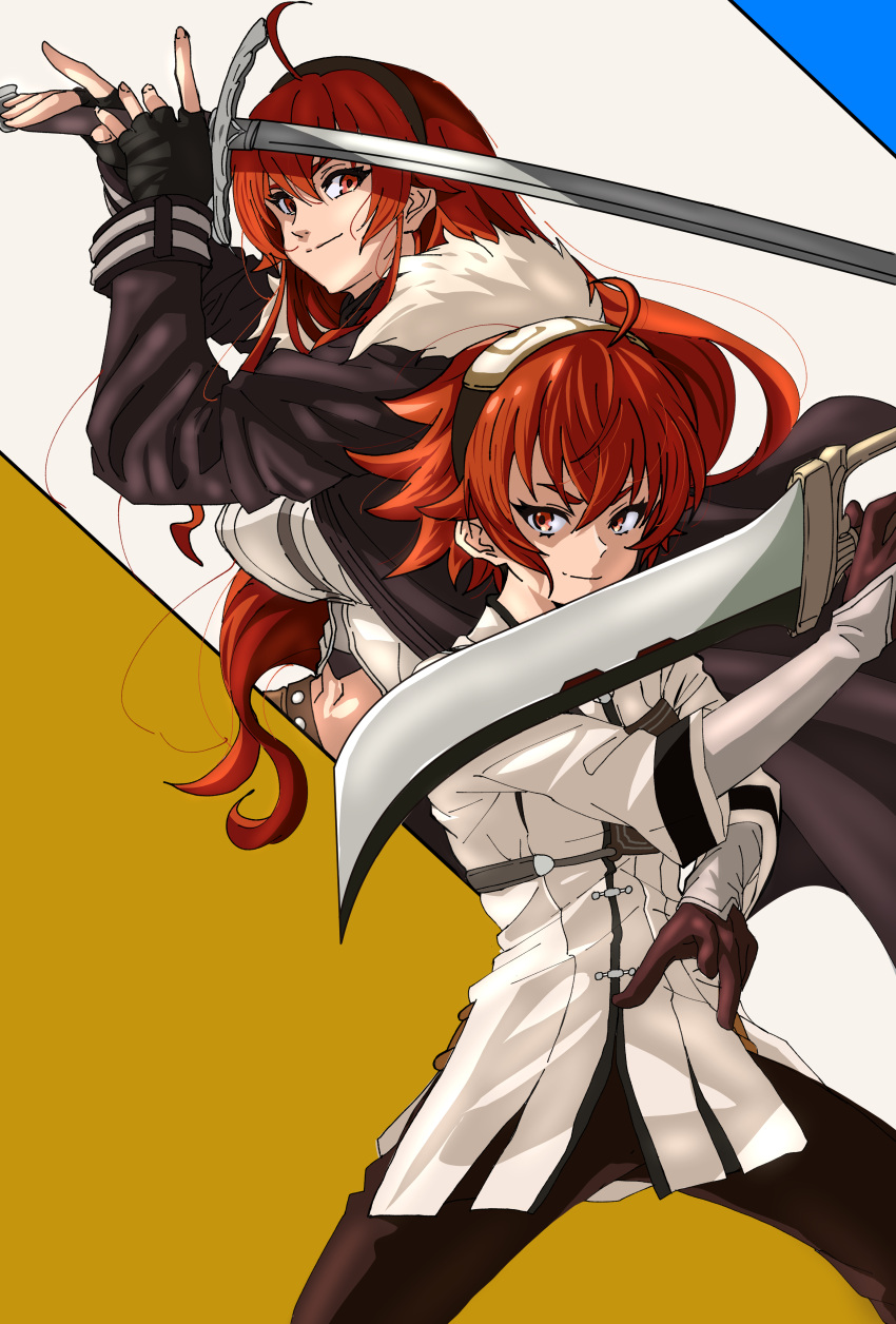 Safebooru - 1girl absurdres ahoge black coat black hairband black pants ...