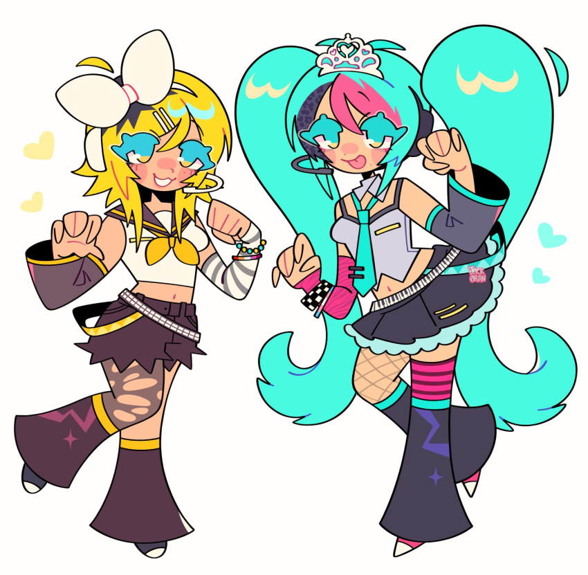 Safebooru - 2girls adapted costume aqua eyes aqua hair blonde hair blue eyes blue hair bow ...