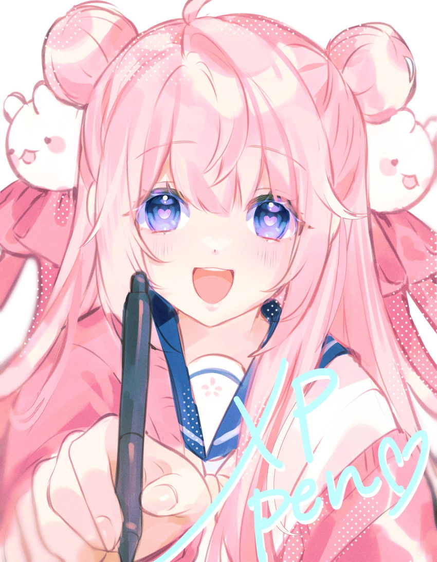Safebooru - blue eyes bun-mii bun mii double bun hair bun heart heart ...