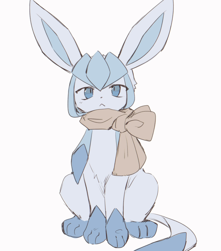 Safebooru - animal focus blue eyes blue hair brown scarf closed mouth commentary glaceon highres ...