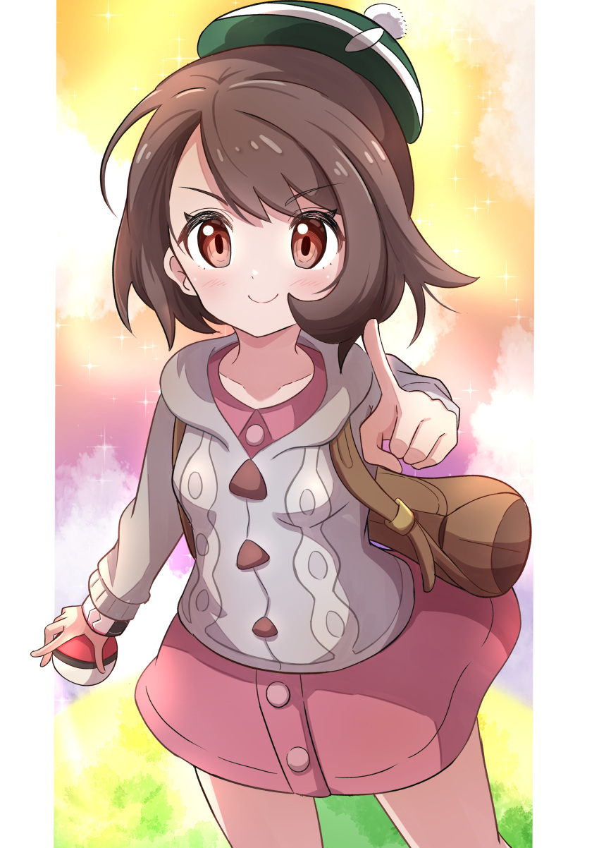 Safebooru - 1girl absurdres backpack bag brown bag brown eyes brown hair buttons cardigan closed ...