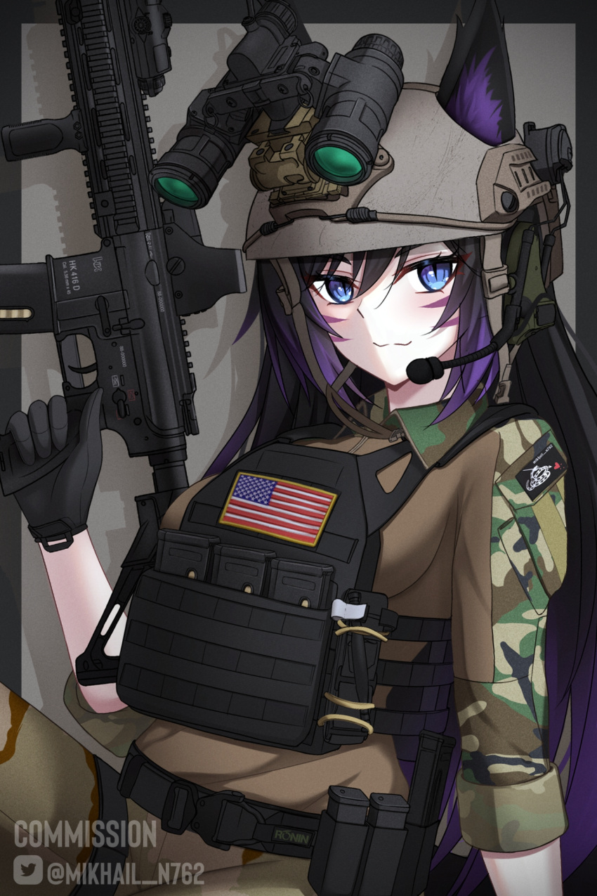 Safebooru - 1girl :3 american flag ammunition pouch amora (starnight17 ...