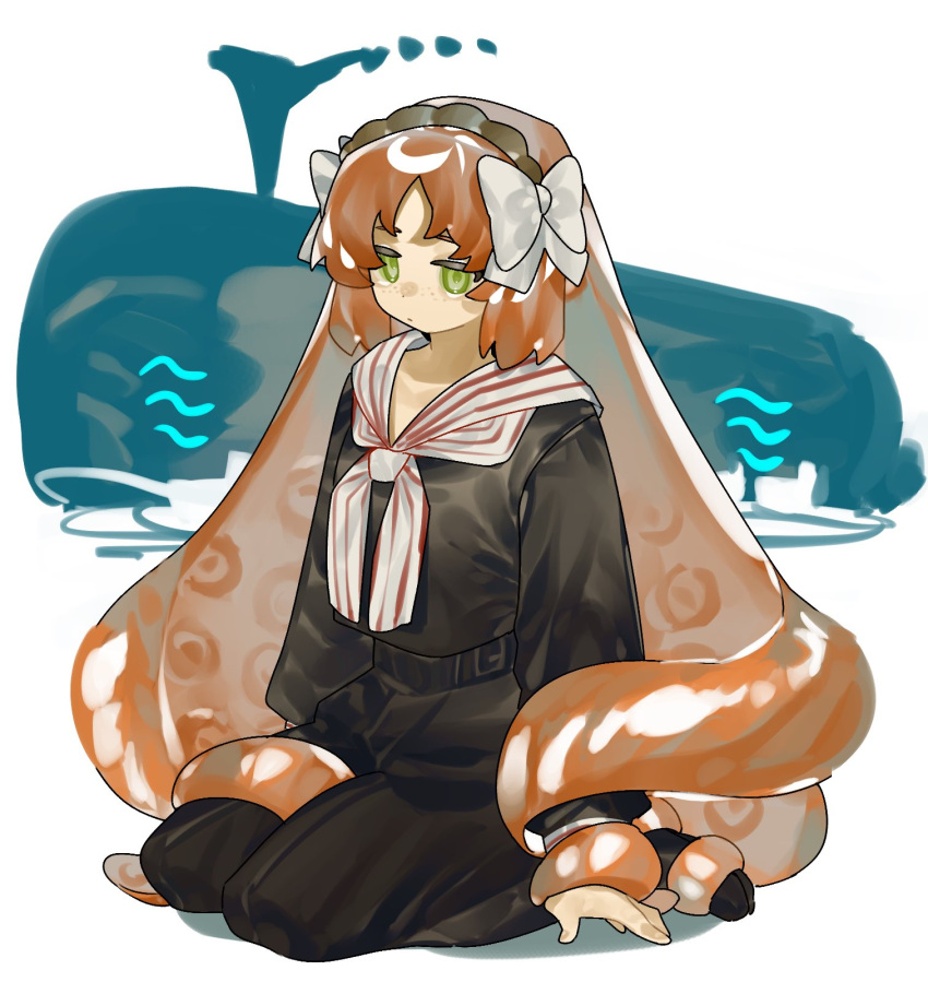 Safebooru - 1girl belt black pants black shirt bow freckles green eyes ...