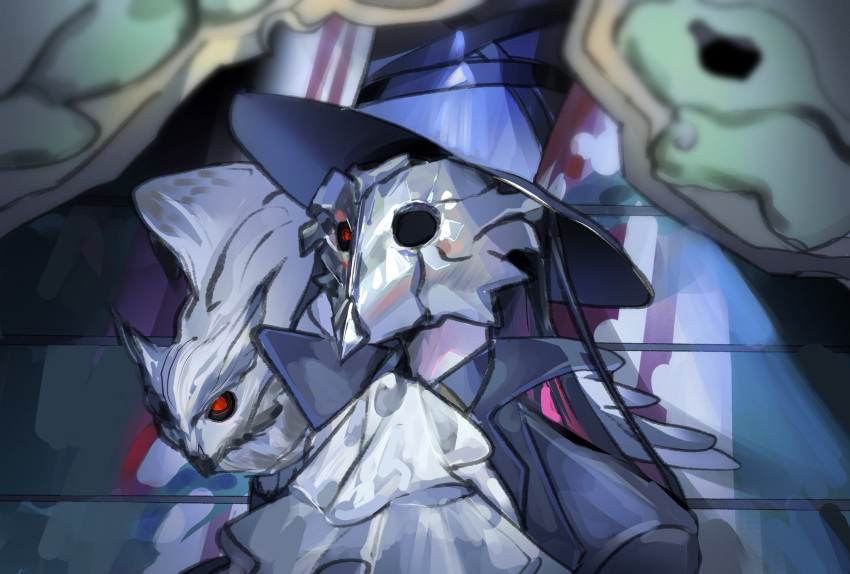 Safebooru - 1boy ascot bird black hair black shirt blue hat glowing ...