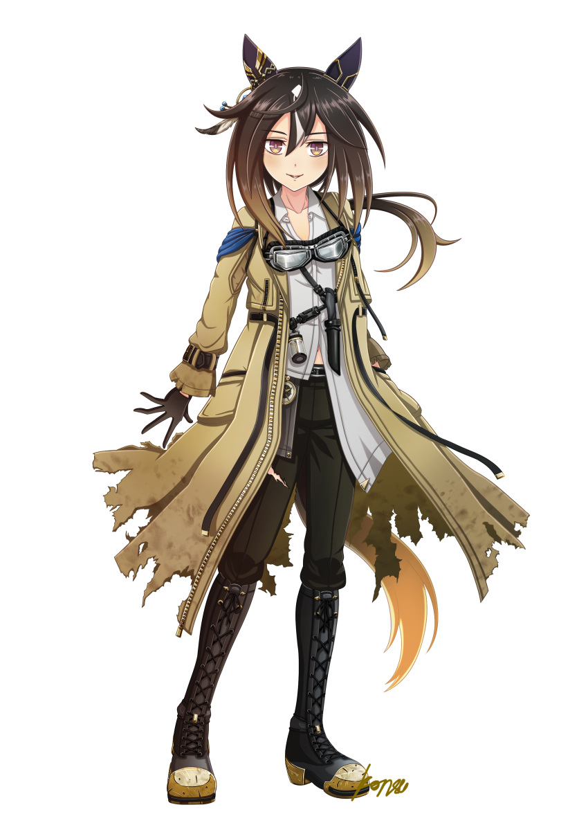 Safebooru - 1girl absurdres animal ears asymmetrical shirt black boots ...