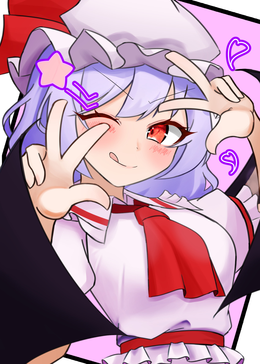 Safebooru - 1girl absurdres ascot bat wings blue hair blush collared ...