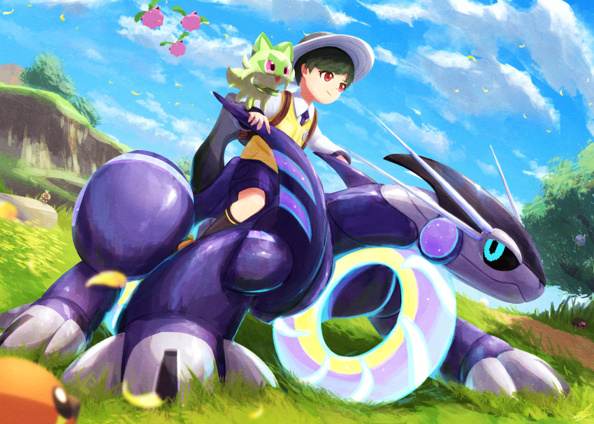 Safebooru - aqua eyes black sclera black socks blue sky brown shoes ...