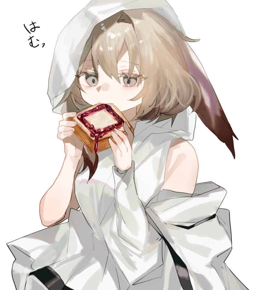 Safebooru - 1girl animal ears arknights bread bread slice brown hair ...