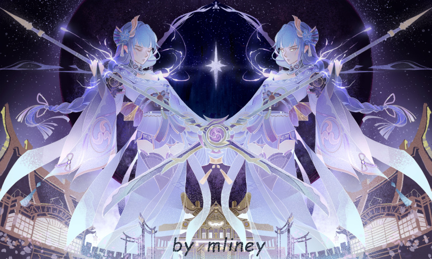 Safebooru - 2girls architecture artist name back bow blunt bangs bow ...