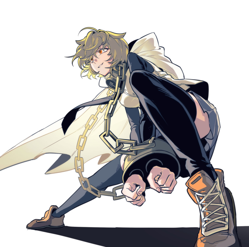 Safebooru - 1girl black thighhighs blonde hair bound bound wrists cape ...