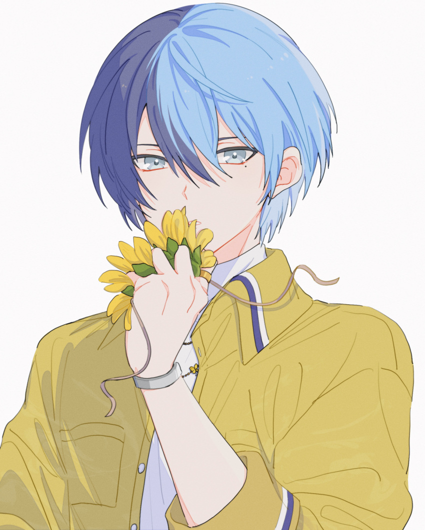 Safebooru - 1boy aoyagi touya bad id bad twitter id blue hair bracelet ...