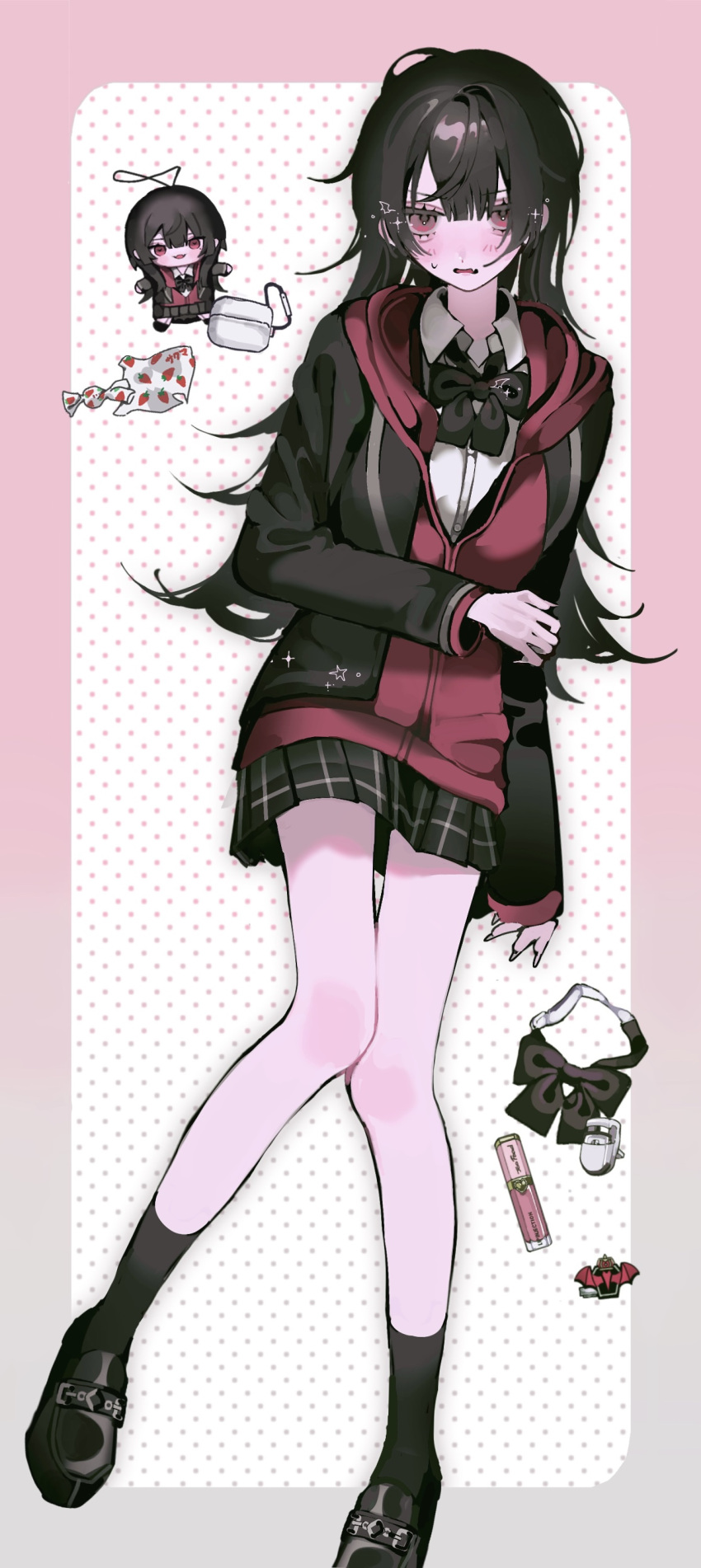 Safebooru - 1girl absurdres black bow black bowtie black hair black ...