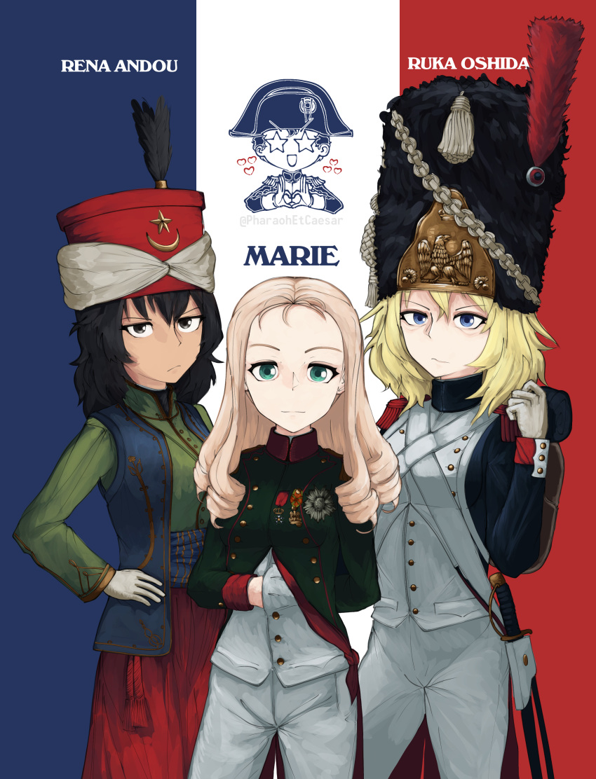 Safebooru - 3girls absurdres andou (girls und panzer) black hair blonde ...
