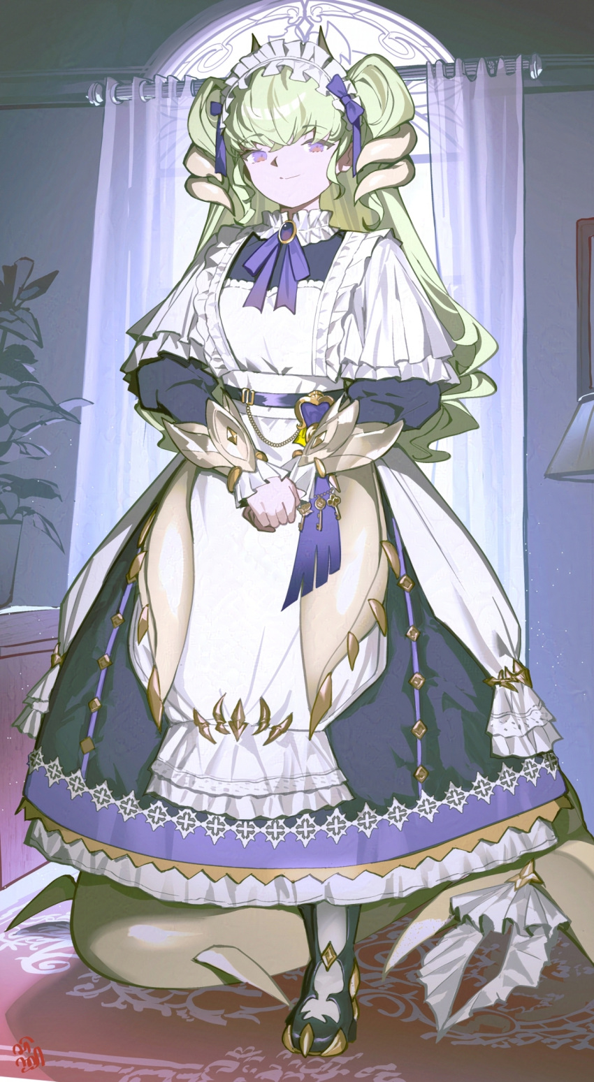 Safebooru - 1girl blonde hair dragon girl dragon horns dragon tail dress duel monster full body ...