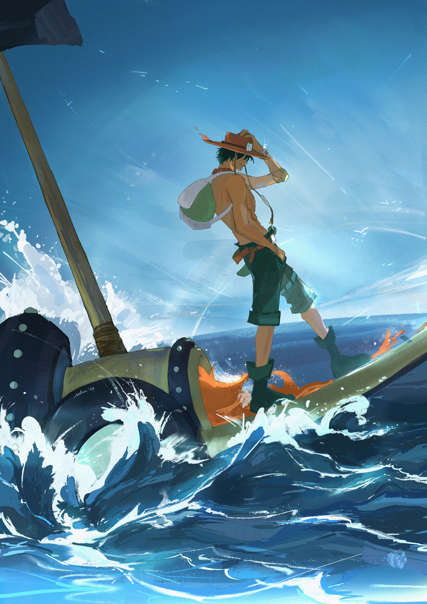 Safebooru - 1boy absurdres avenoirn backpack bag bead necklace beads ...