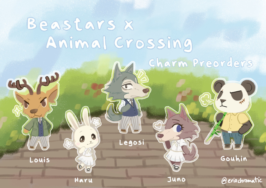 Safebooru - 2girls 3boys animal crossing animal ears antlers artist ...