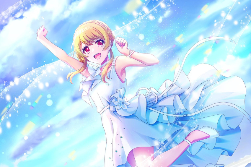 Safebooru - aimoto rinku blonde hair d4dj dress long hair red eyes smile | 5432039