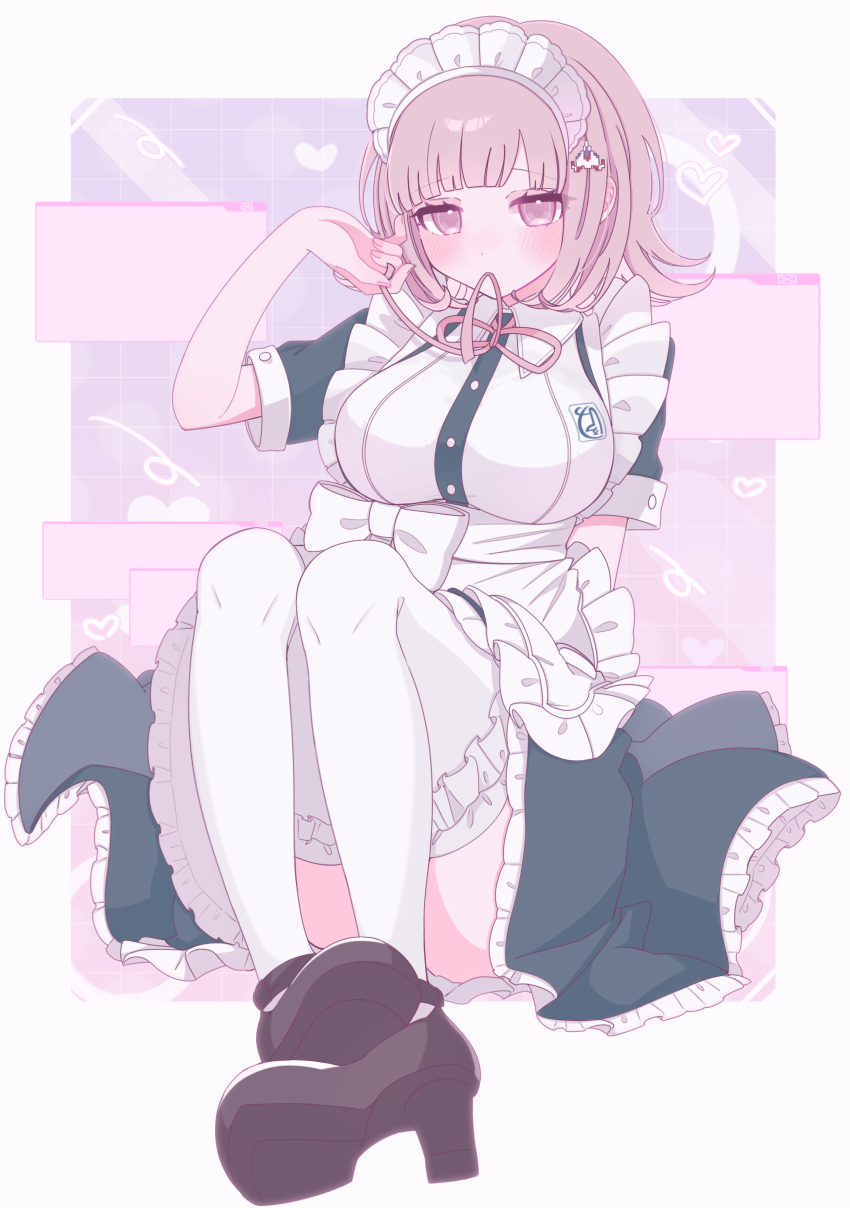 Safebooru - 1girl absurdres apron blunt bangs blush breasts brown hair chi gu danganronpa ...