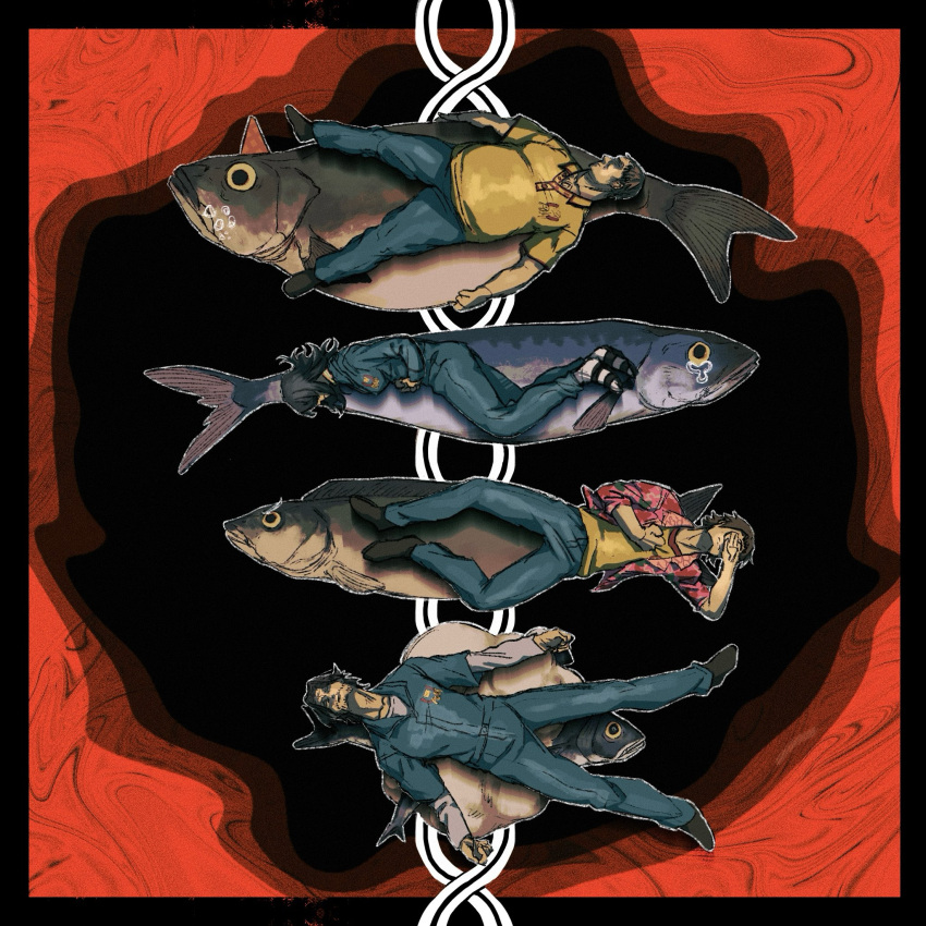 Safebooru - 1girl 3boys animal anya (mouthwashing) black footwear black ...