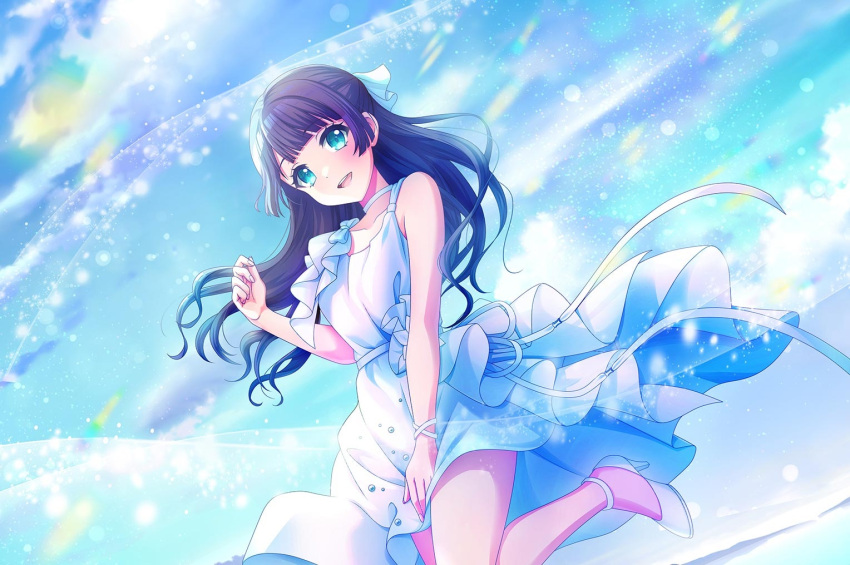 Safebooru - d4dj dress green eyes long hair purple hair smile togetsu rei | 5432046