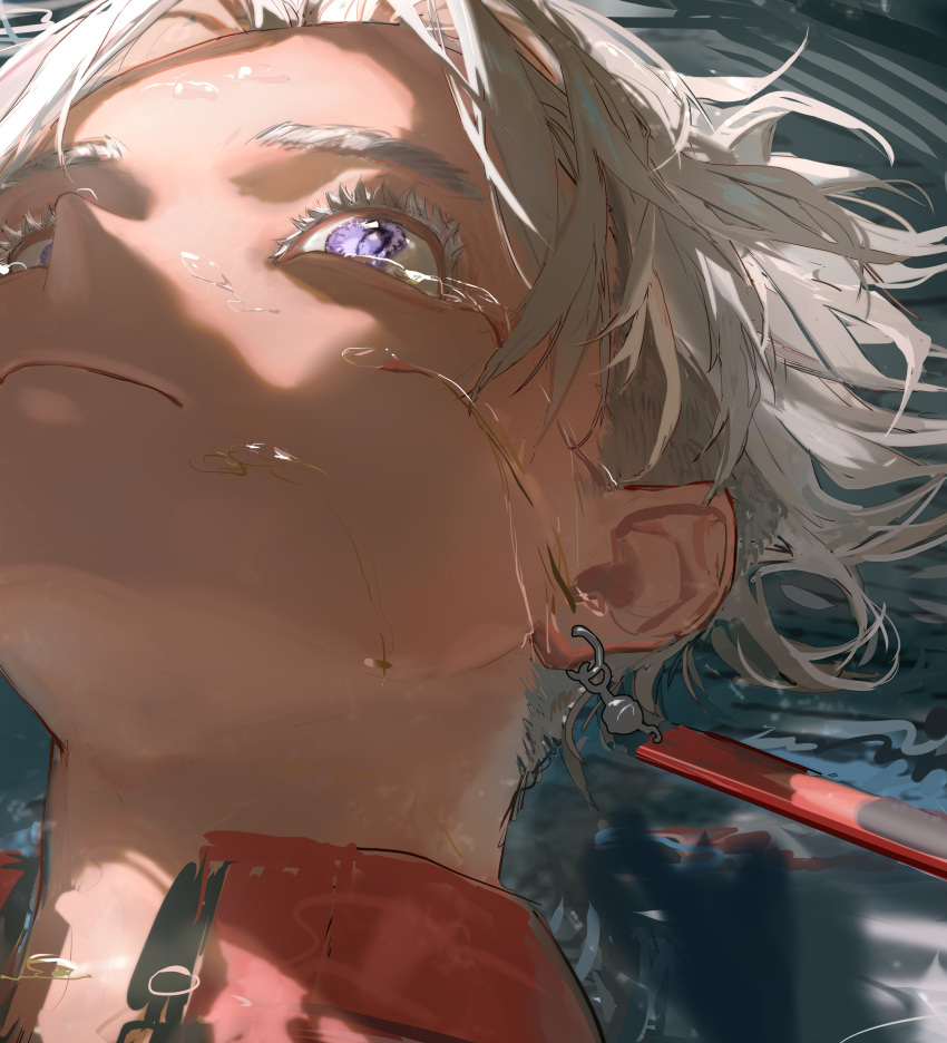 Safebooru - 1boy absurdres close-up closed mouth dark skin earrings highres jewelry kurokawa ...