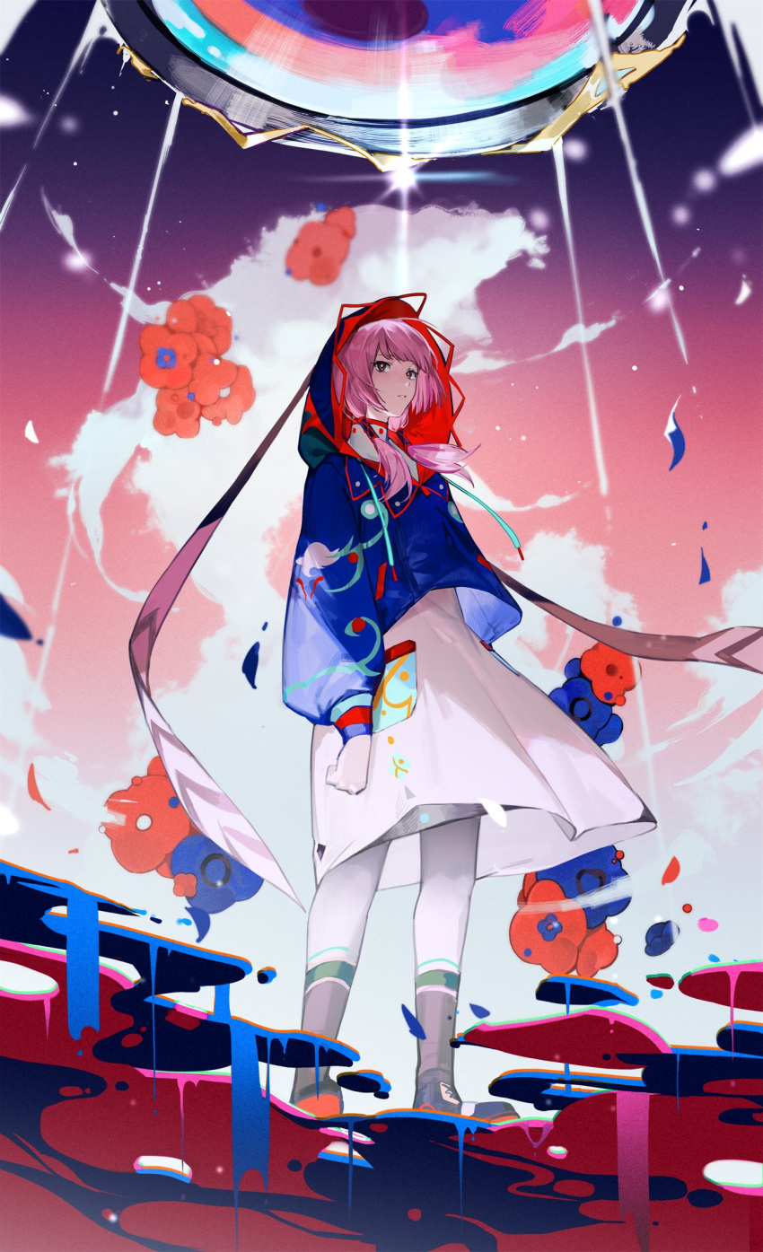 Safebooru - 1girl blue eyes blue jacket bokyo clouds commentary request ...