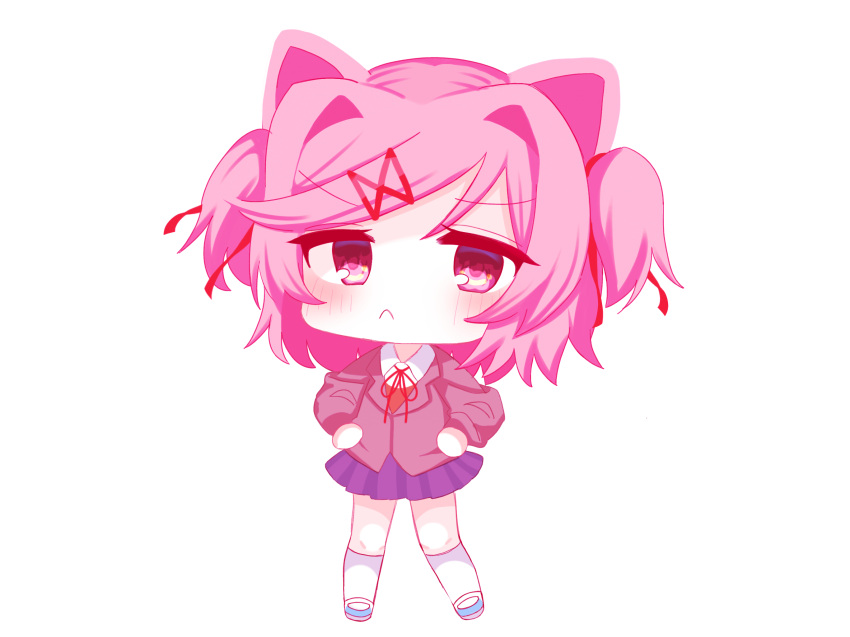 Safebooru - 1girl animal ears cat ears chibi doki doki literature club ...