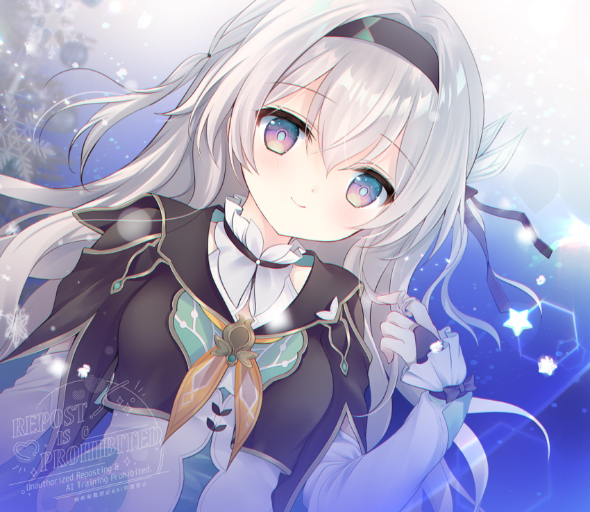 Safebooru - black bridal gauntlets black hairband blue pupils bridal ...