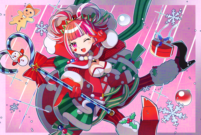 Safebooru - 1girl box breasts christmas christmas ornaments dress ...