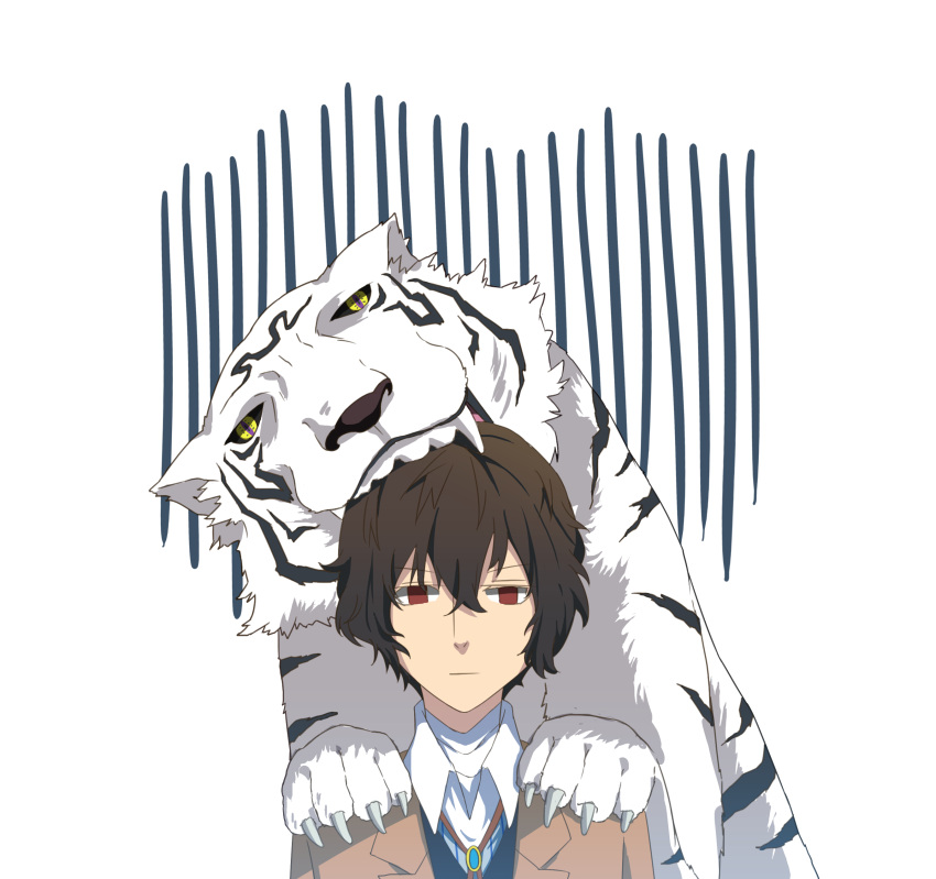 Safebooru - 1boy 1other absurdres bolo tie brown coat brown hair bungou ...