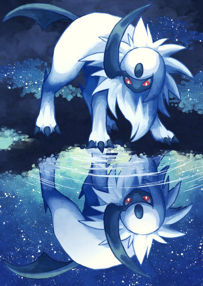 Safebooru - 7 phi 3 absol absurdres blue theme bright pupils claws forehead jewel highres horns ...