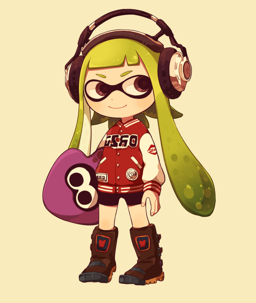 Safebooru - 1girl arms at sides bike shorts black shorts boots brown ...