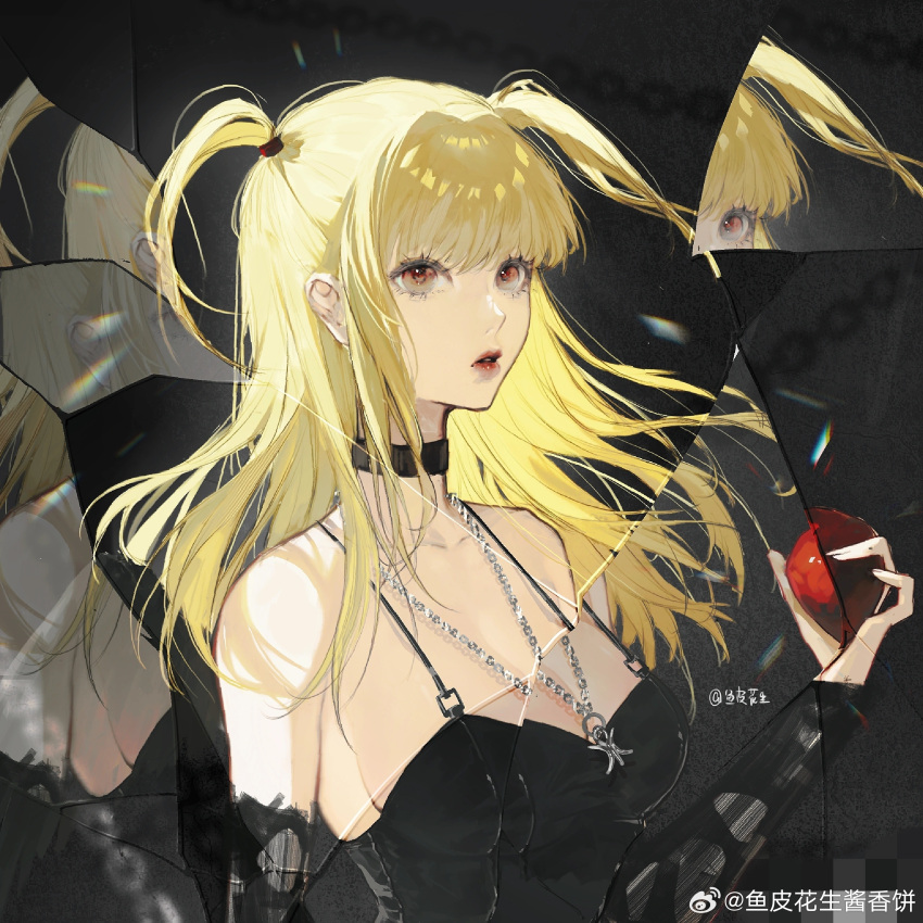 Safebooru - 1girl absurdres amane misa apple bare shoulders black choker black dress black ...