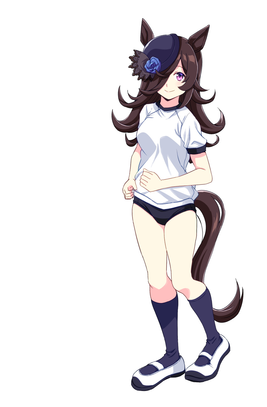 Safebooru - 1girl absurdres alternate costume animal ears black hair breasts buruma commentary ...