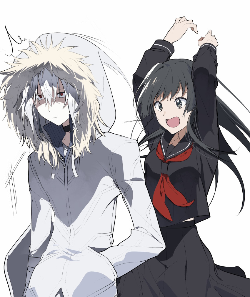 Safebooru - 1boy 1girl :d accelerator (toaru majutsu no index) arms up ...