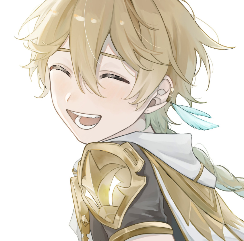 Safebooru - 1boy 7 shina chiku20 aether (genshin impact) armor black shirt blonde hair blush ...