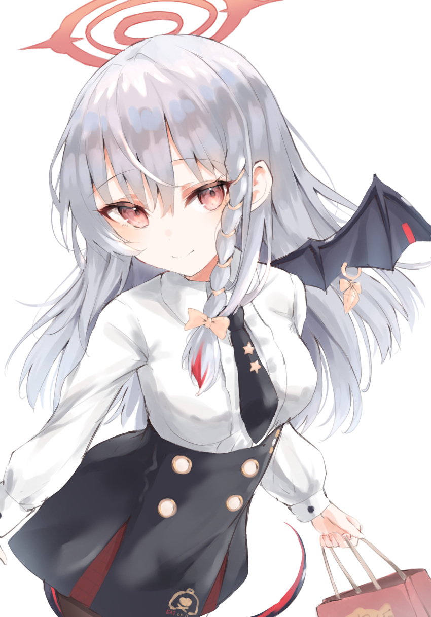 Safebooru - 1girl black necktie black pantyhose black skirt black wings blue archive demon wings ...