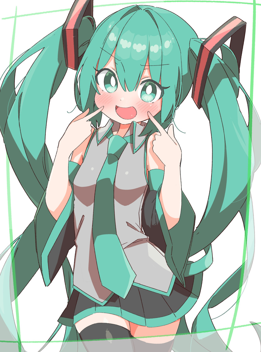 Safebooru - 1girl absurdres aqua eyes aqua hair aqua necktie black footwear black skirt black ...