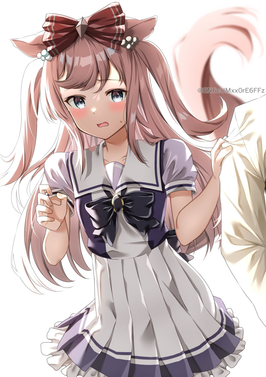 Safebooru - 1girl absurdres agnes digital (umamusume) blue eyes blush bow breasts collarbone ...