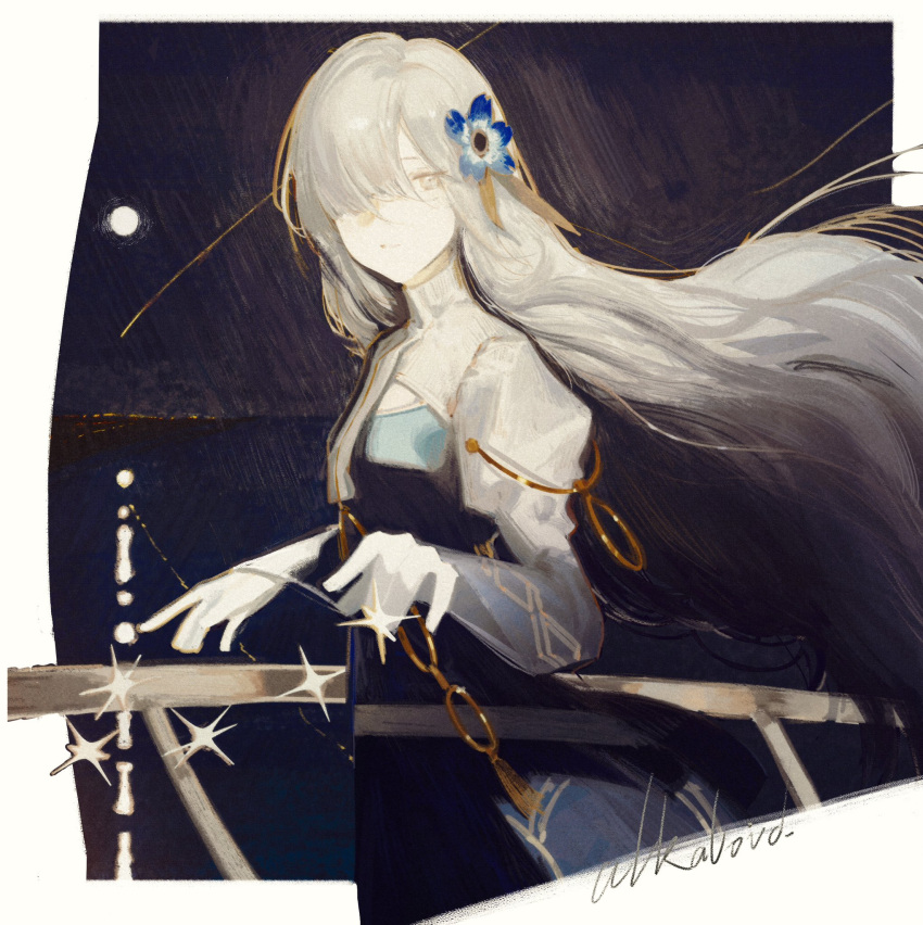 Safebooru - 1girl alcxome asymmetrical bangs blunt bangs dress ...