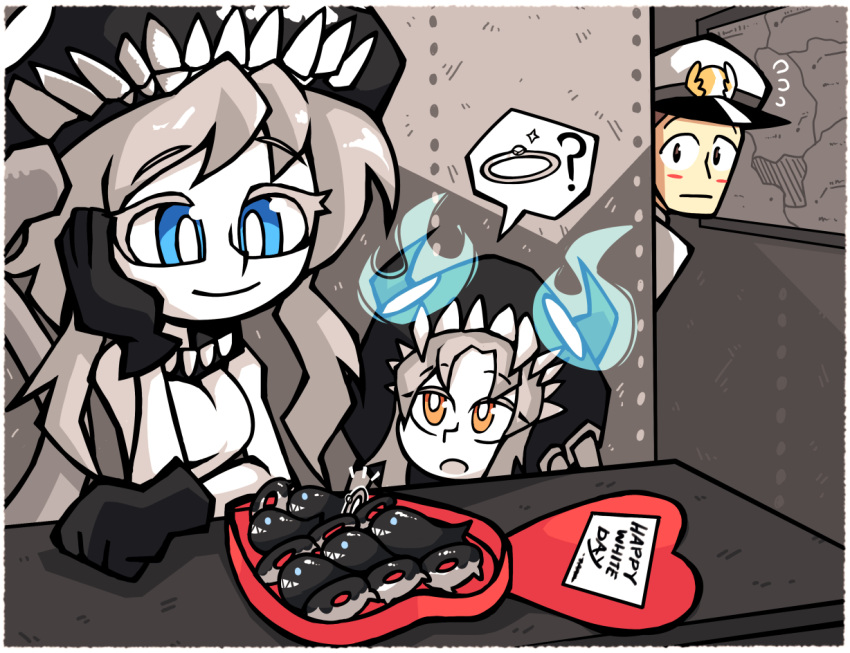 Safebooru - 1boy 2girls abyssal ship admiral (kancolle) black gloves ...