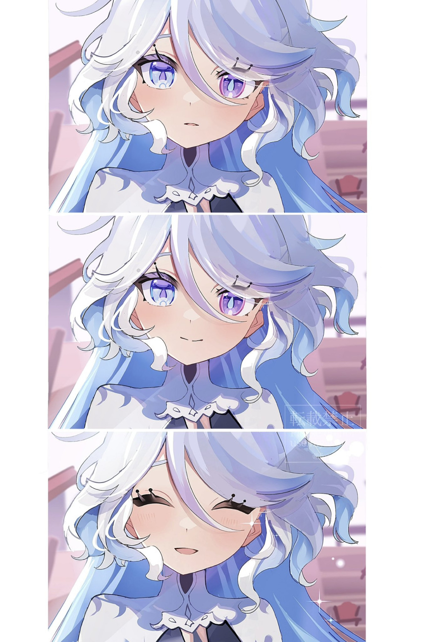 Safebooru - 1girl ^ ^ blue eyes blue hair blue pupils blush border can't be this cute chaena ...