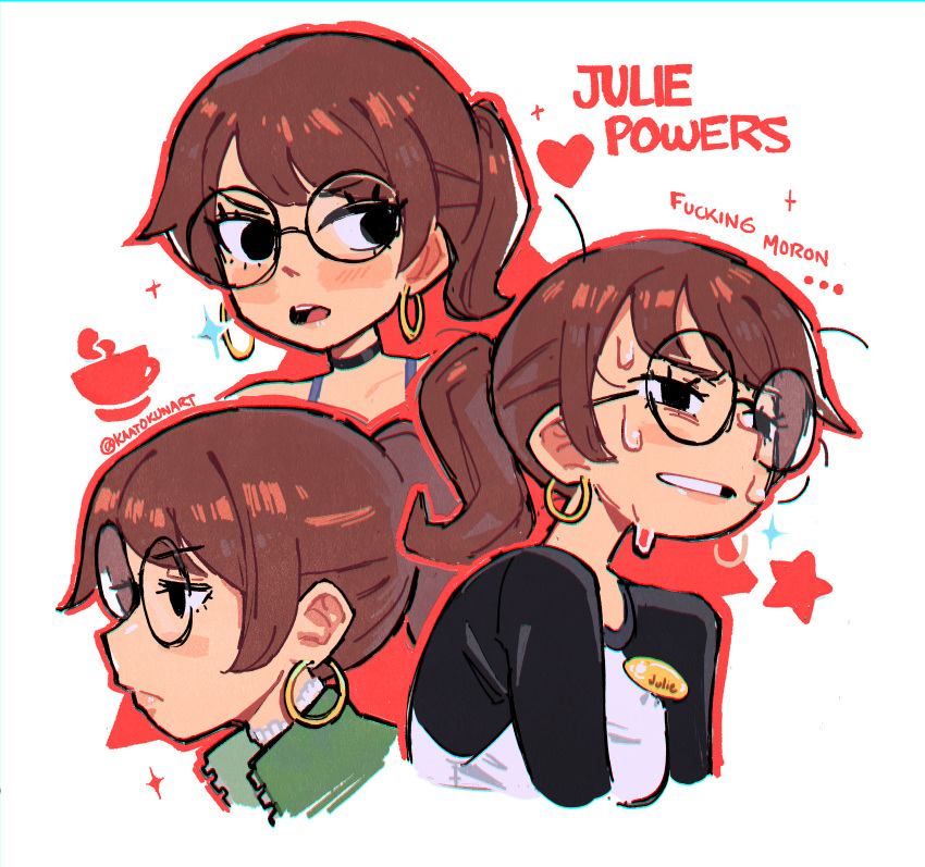 Safebooru - ... 1girl absurdres black-framed eyewear black eyes blush brown hair character name ...