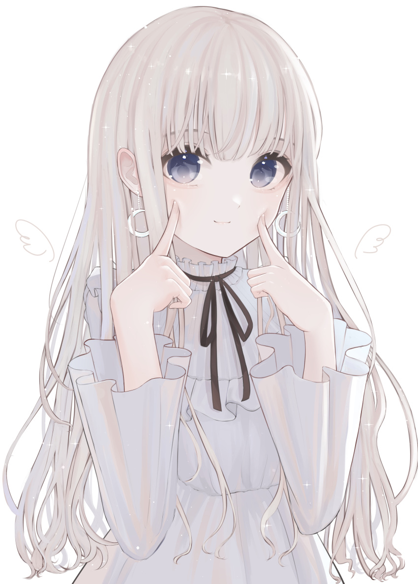 Safebooru - 1girl absurdres black ribbon blonde hair blue eyes closed mouth commentary crescent ...