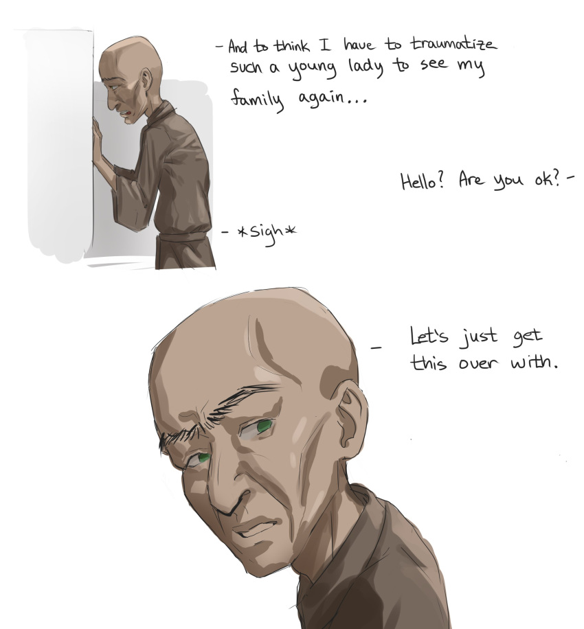 Safebooru - 1boy absurdres bald brown robe commentary english ...