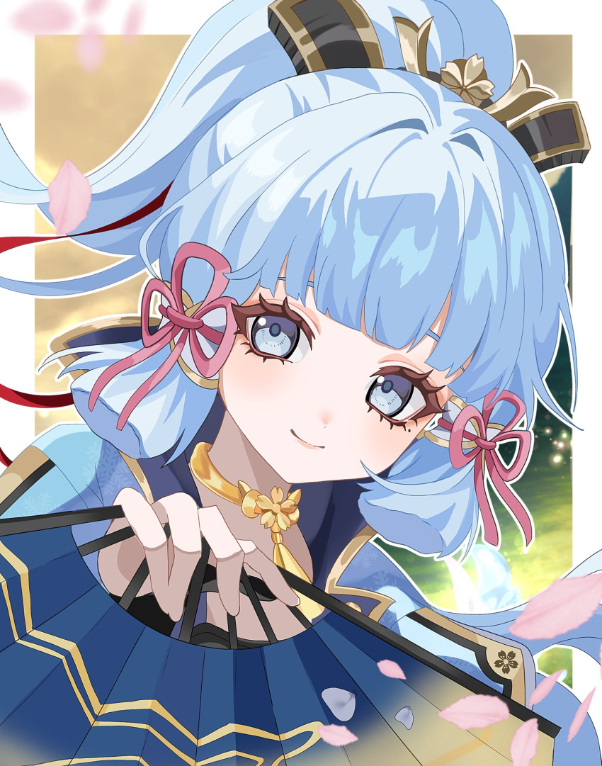 Safebooru - 1girl blue eyes blue hair blunt bangs border closed mouth ...