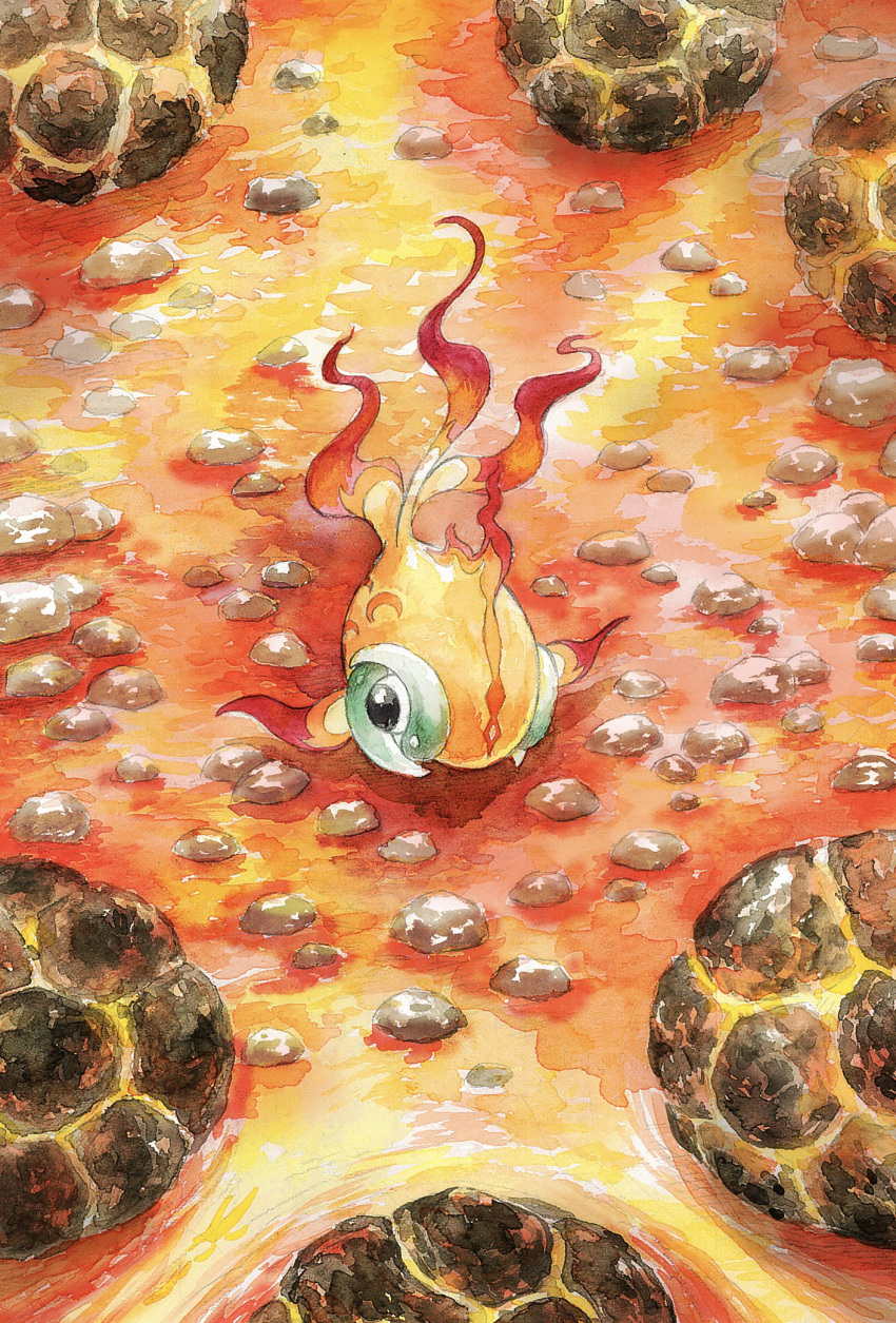 Safebooru - black eyes chi-yu (pokemon) fire fish floating full body ...