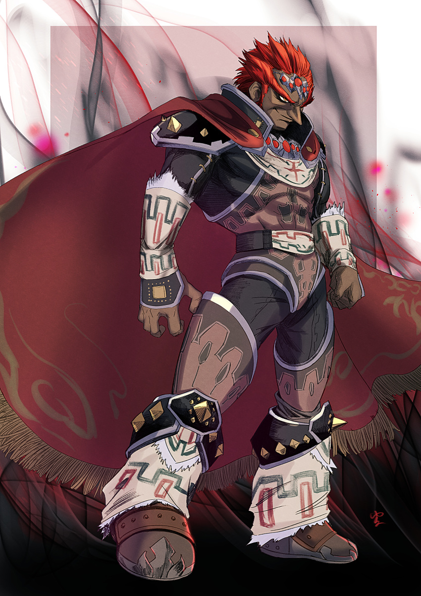 Safebooru - 1boy absurdres armor aura black armor border cape clenched ...