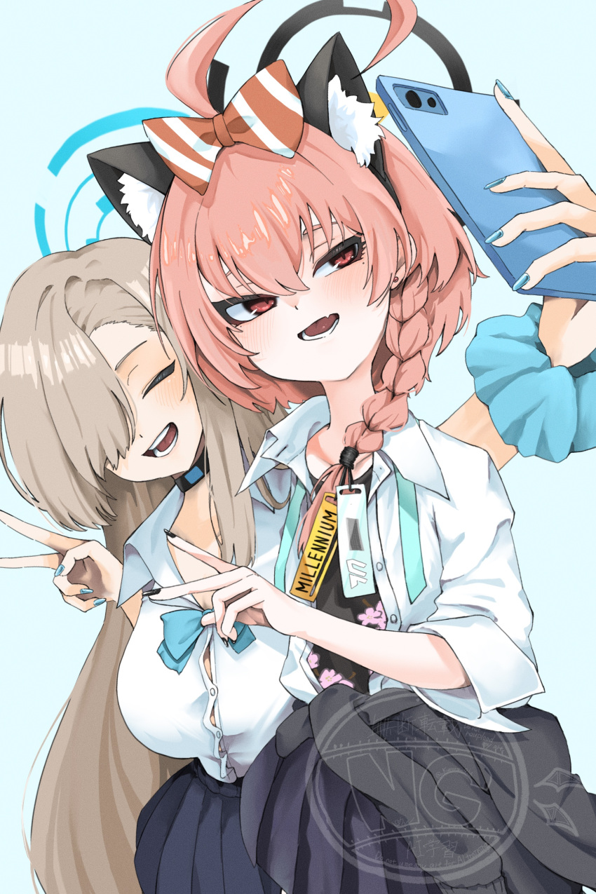 Safebooru - 2girls 966 kururu 966 absurdres asuna (blue archive) asuna (school uniform) (blue ...