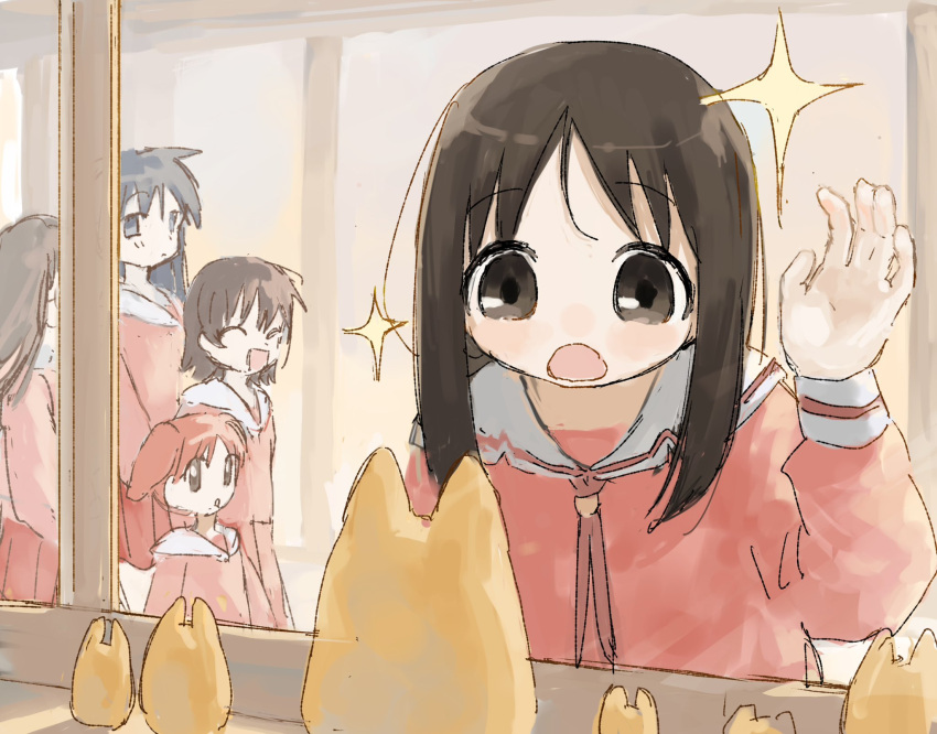 Safebooru - 5girls azumanga daioh black eyes black hair brown eyes brown hair chiyo chichi glass ...